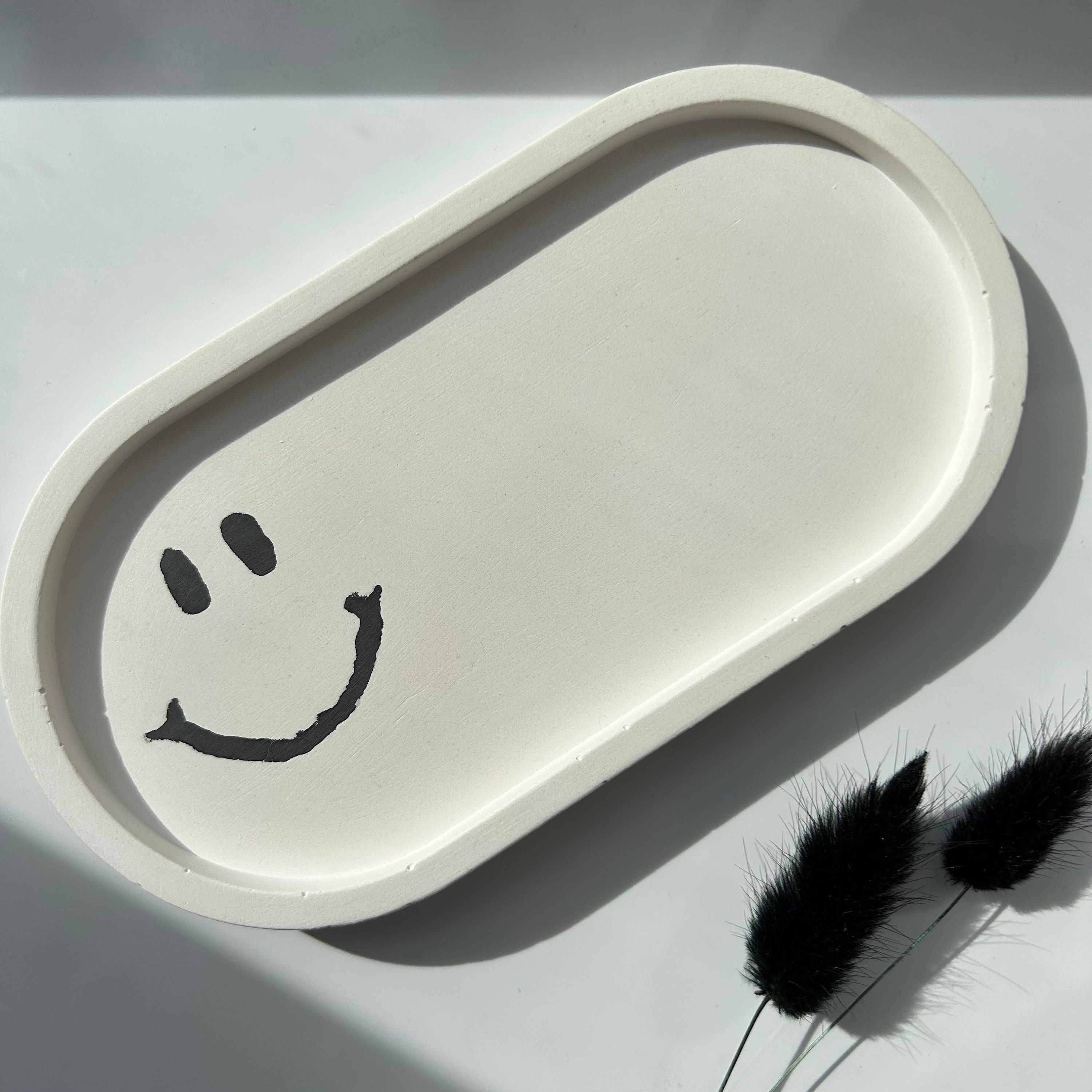 Smiley Collection Jewelry Tray Smiley Round Plaster Bowl - Etsy