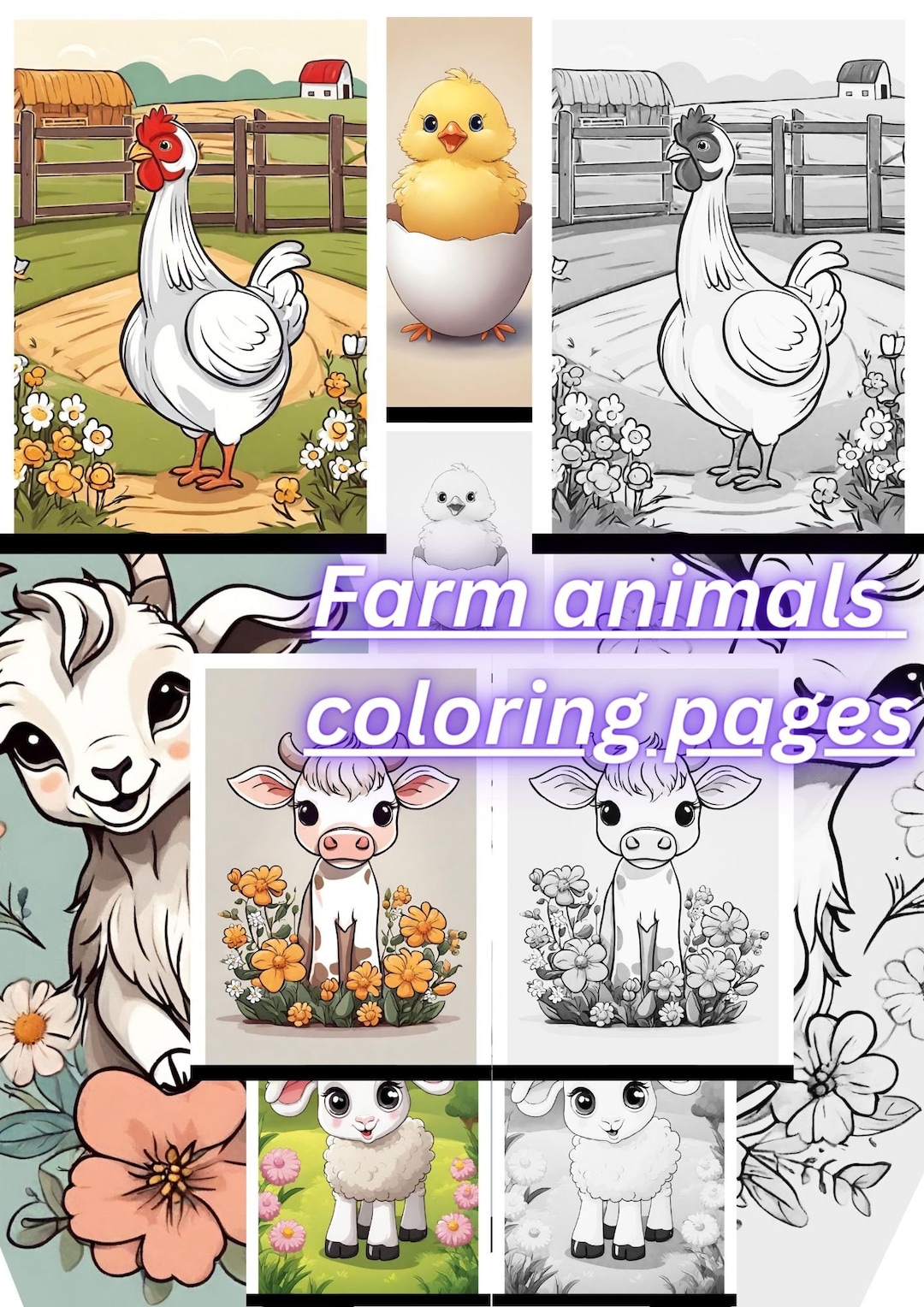 Farm Animal Coloring Pages for Kids | 53 Printable Pages | Farm ...