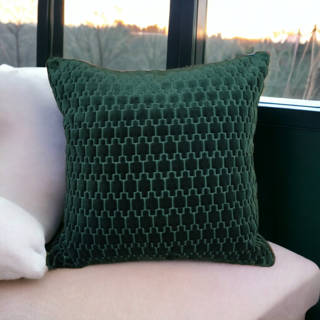 Geometric Emerald Green Velvet Throw Pillow Cover - Etsy