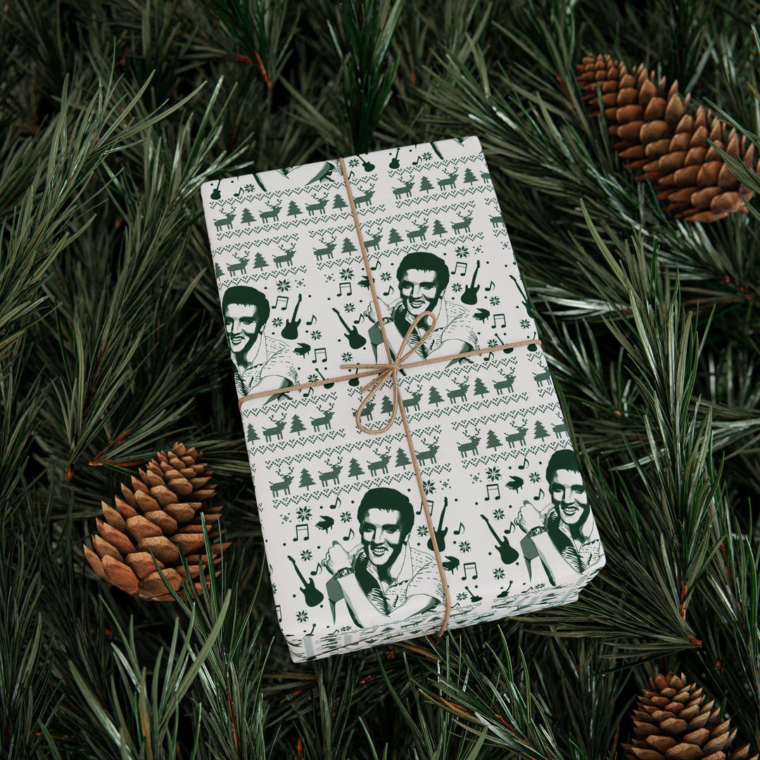 Elvis Presley Christmas Retro Music Icon Gift Wrap Paper - Etsy