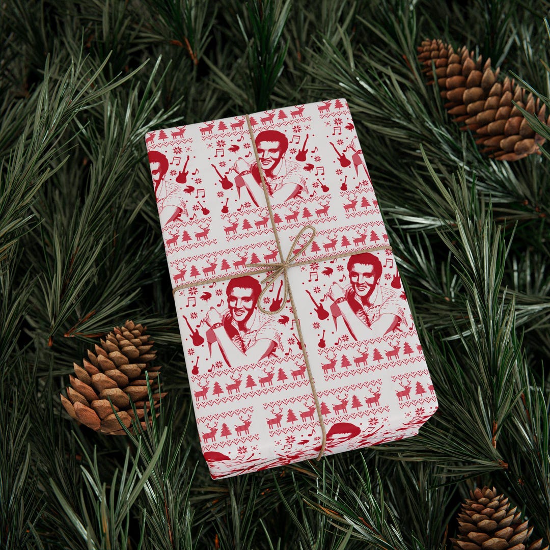 Elvis Presley Christmas Retro Music Icon Gift Wrap Paper - Etsy