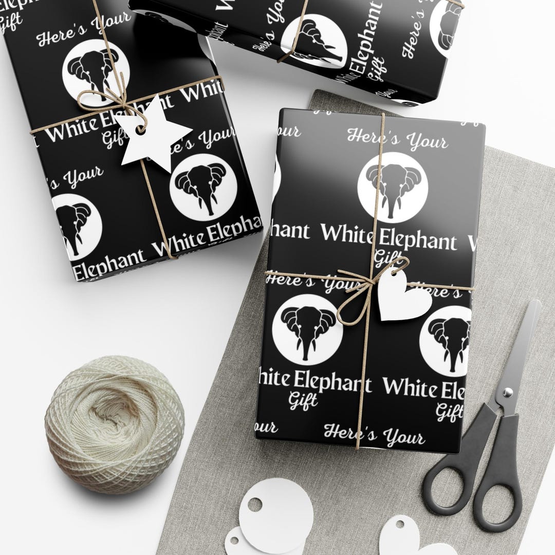 White Elephant Wrapping Paper, Gift Wrap Papers, Christmas Present Wrap ...