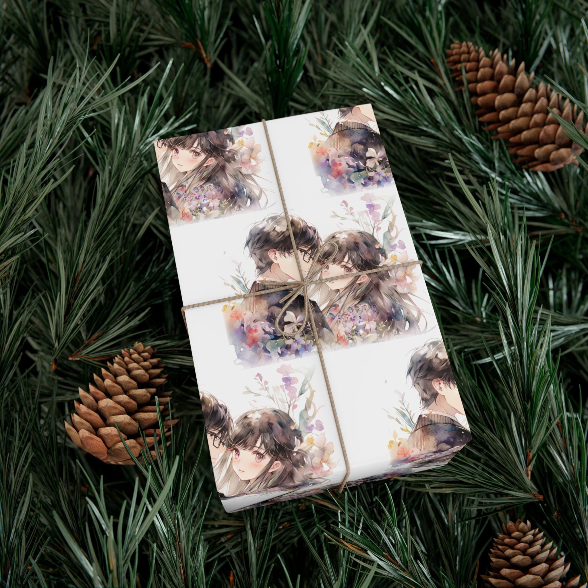 Anime Couple Wrapping Paper Anime Birthday Gift Wrap Present Wrap - Etsy