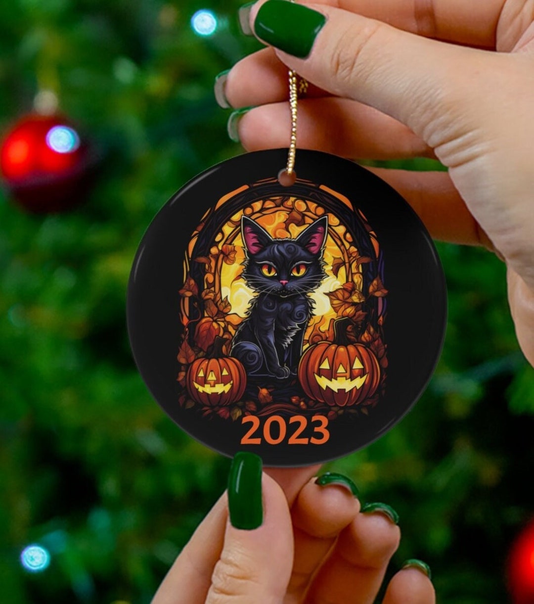 Halloween Tree Ornament Witch Cat Halloween Decor Black Tree Ornament