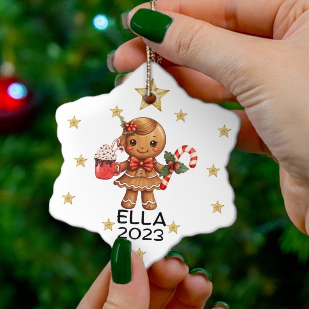 Gingerbread Girl Ornament, Custom Gingerbread Ceramic Ornament, Cookie ...