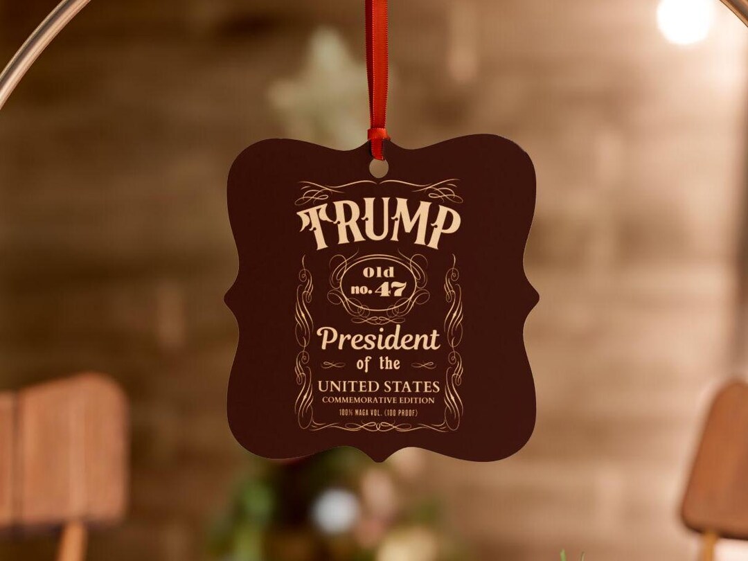Trump Whiskey Label Christmas Ornament, Metal Ornament Political Gift ...