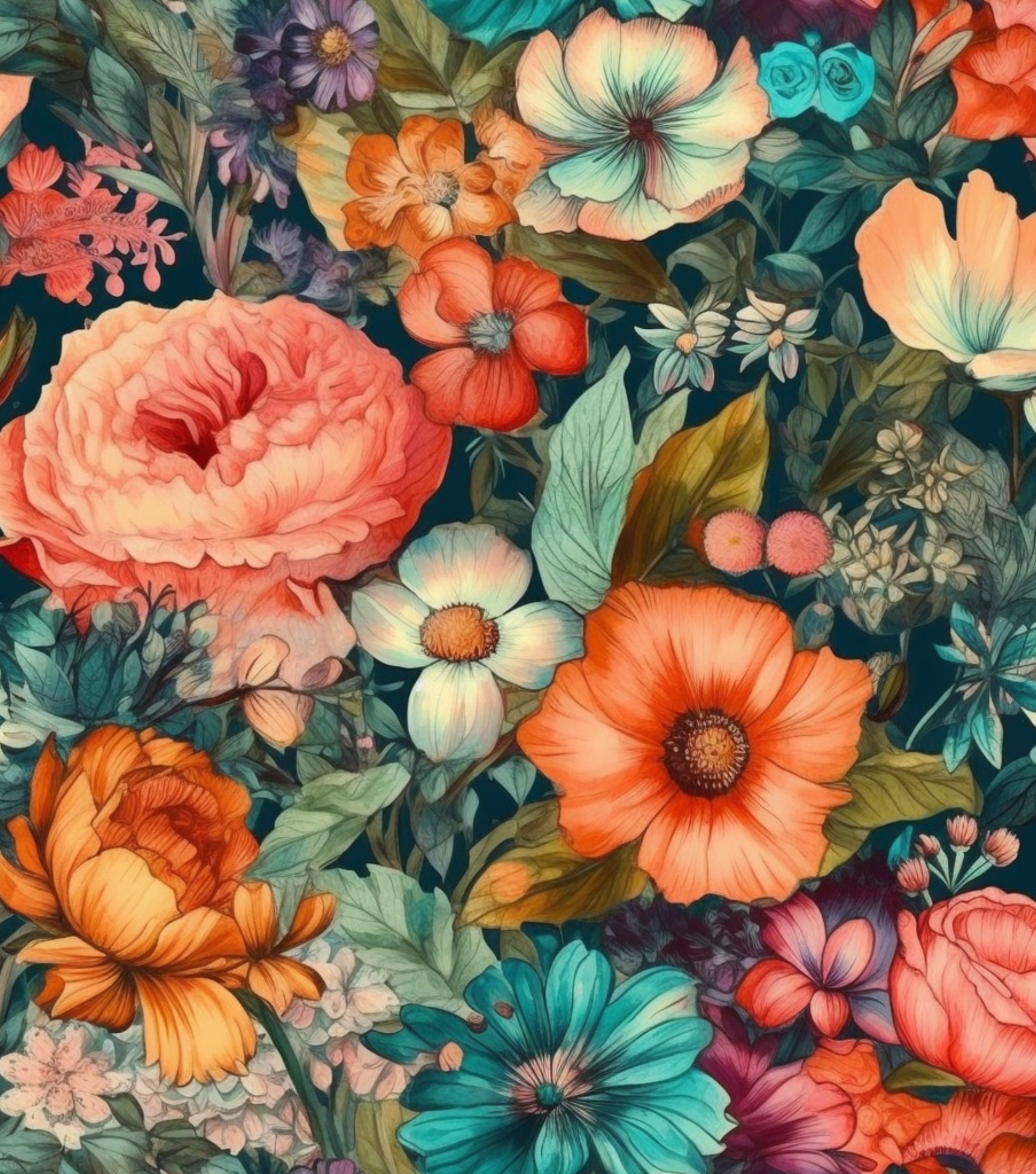 Spring Floral Medley Digital Paper Watercolor Flower Backgrounds 12 ...