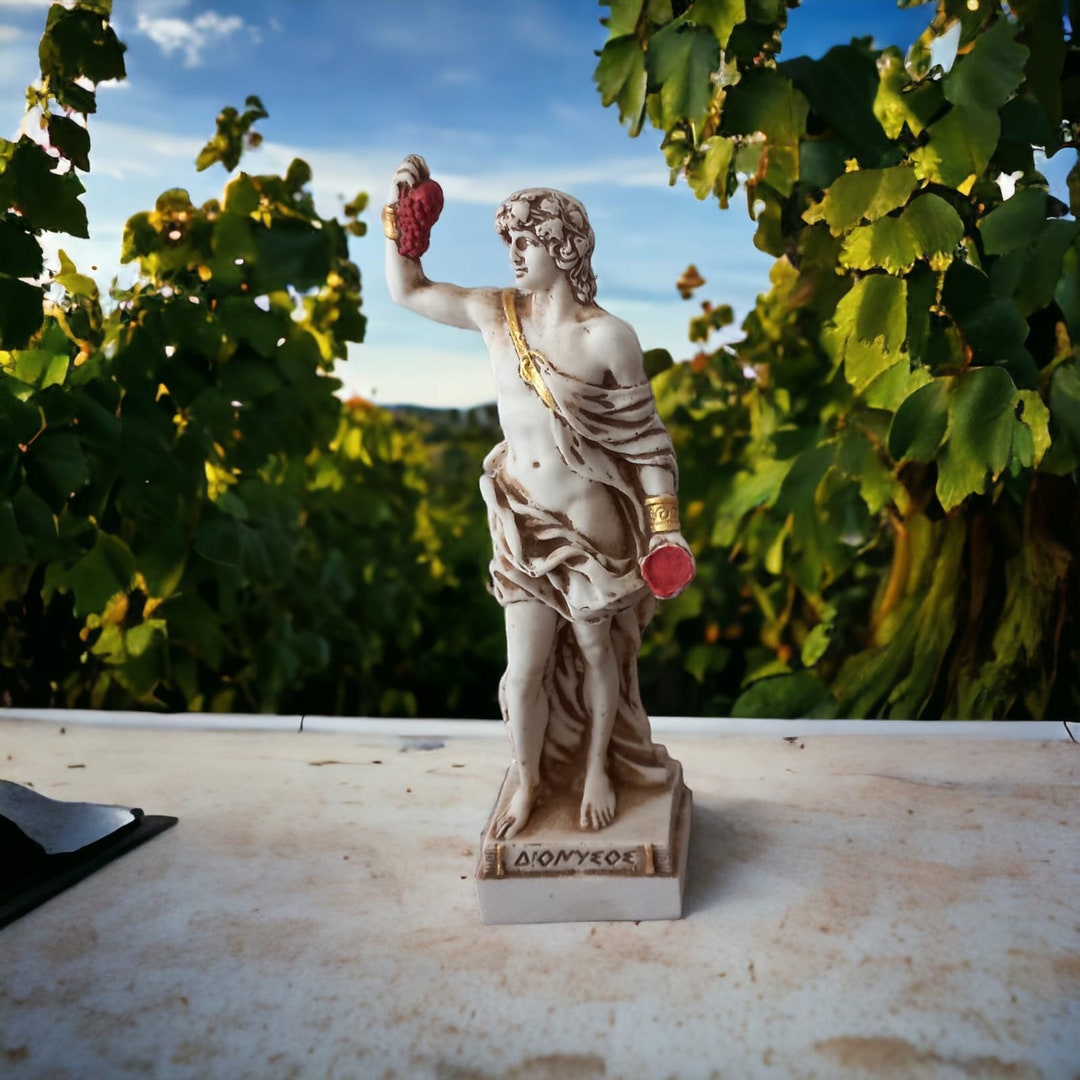Little Dionysus Statue, God of Wine, Antique Effect Colored Bachus ...