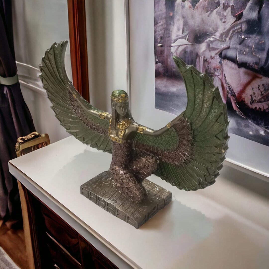 Egyptian Goddess Isis Open Wings Statue, Altar Decor Accessories, Art ...