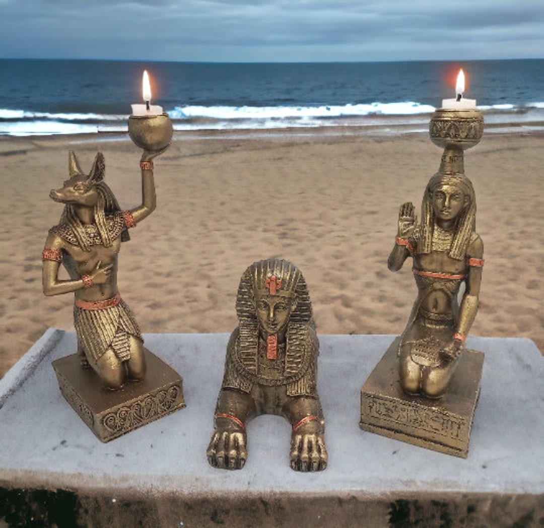 Ancient Egyptian Gods Triple Set,candleholder Ancient Egypt Idol ...