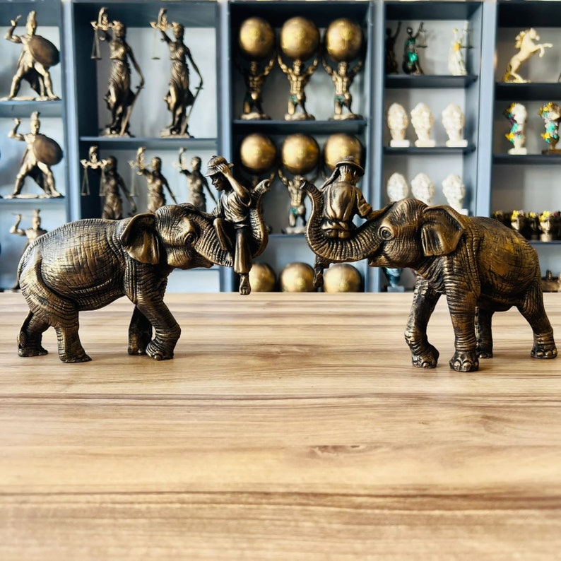 Elephant and Friend Statue, Housewarming Gift, Unique Elephant Statue ...