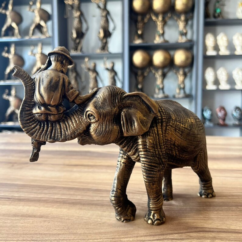 Elephant and Friend Statue, Housewarming Gift, Unique Elephant Statue ...