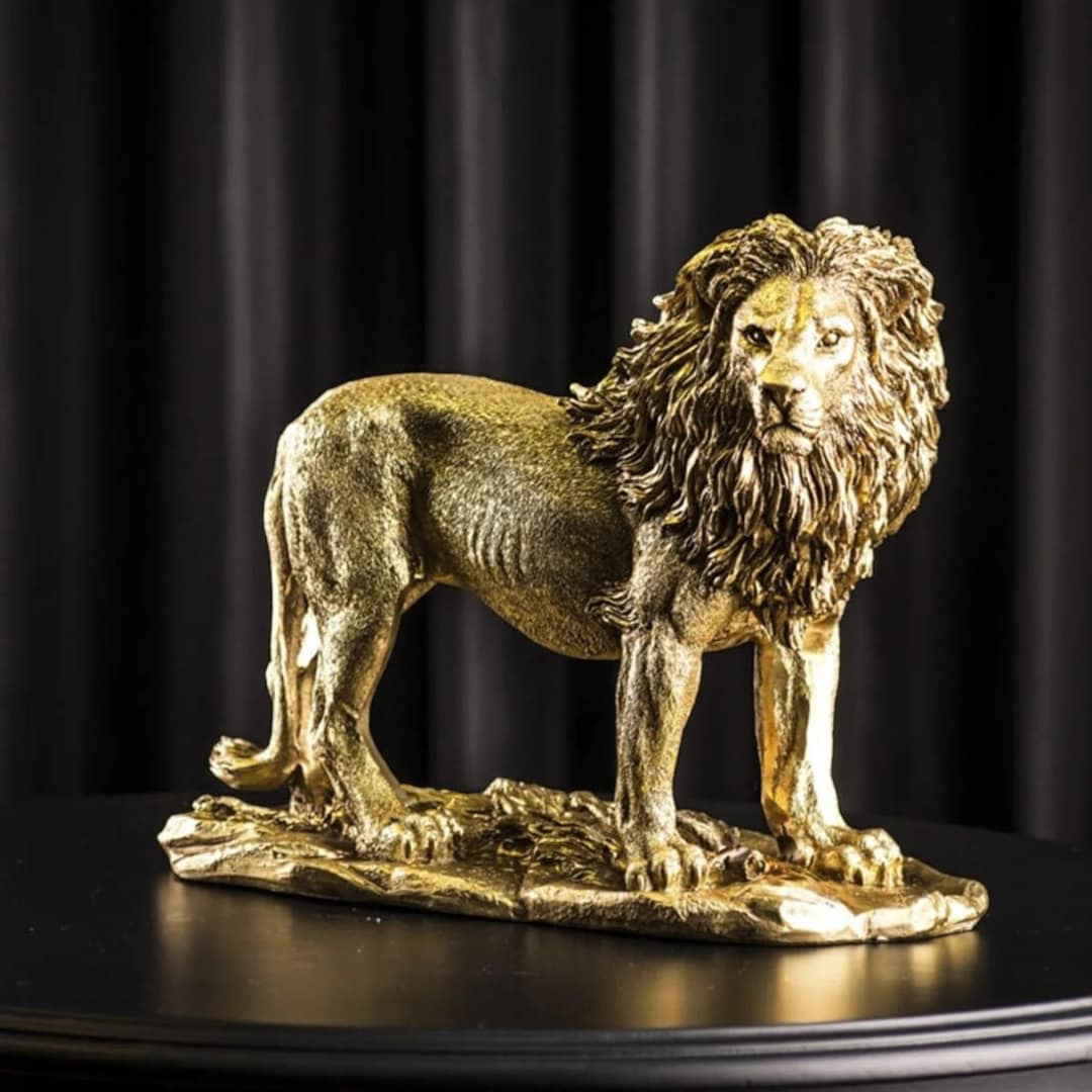 Very Realistic Gold Lion Sculpture,handmade Lion King Statue, Office ...