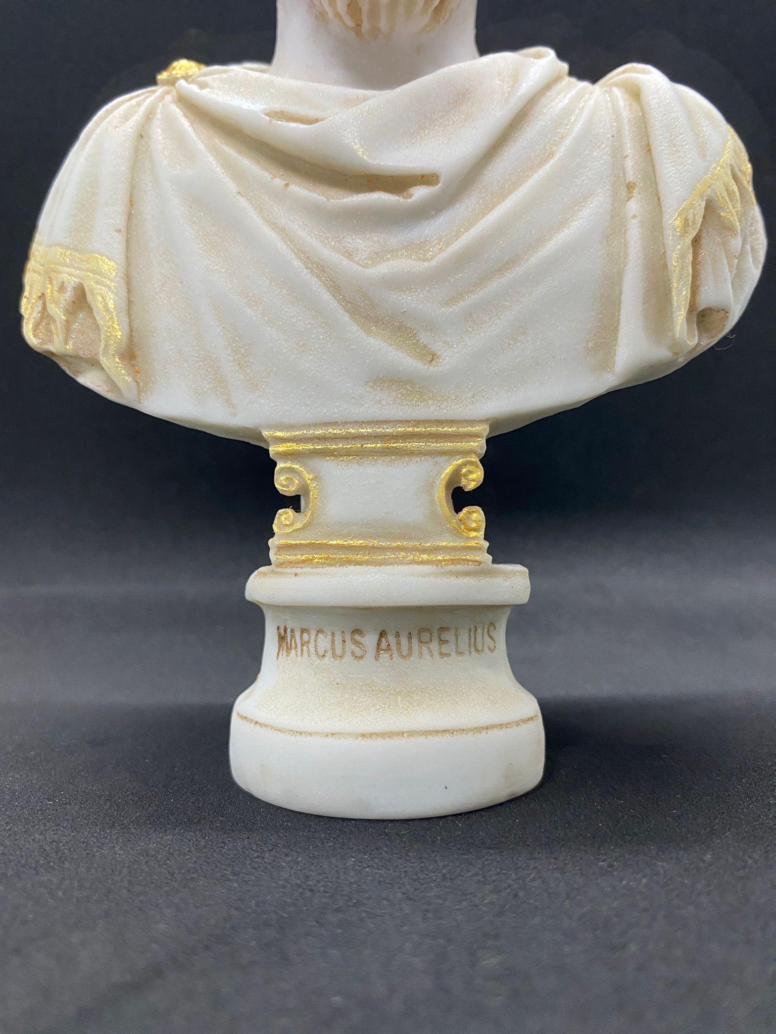 Handmade Marble Cast Marcus Aurelius Bust, Philosopher King Sculpture ...