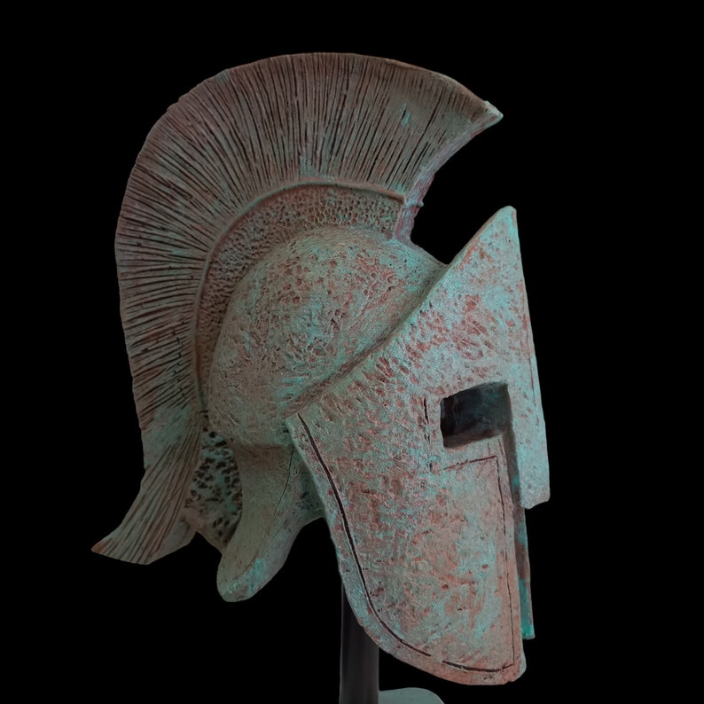 Rust Effect Ancient Greek Helmet Bust Statue Antic Spartan - Etsy