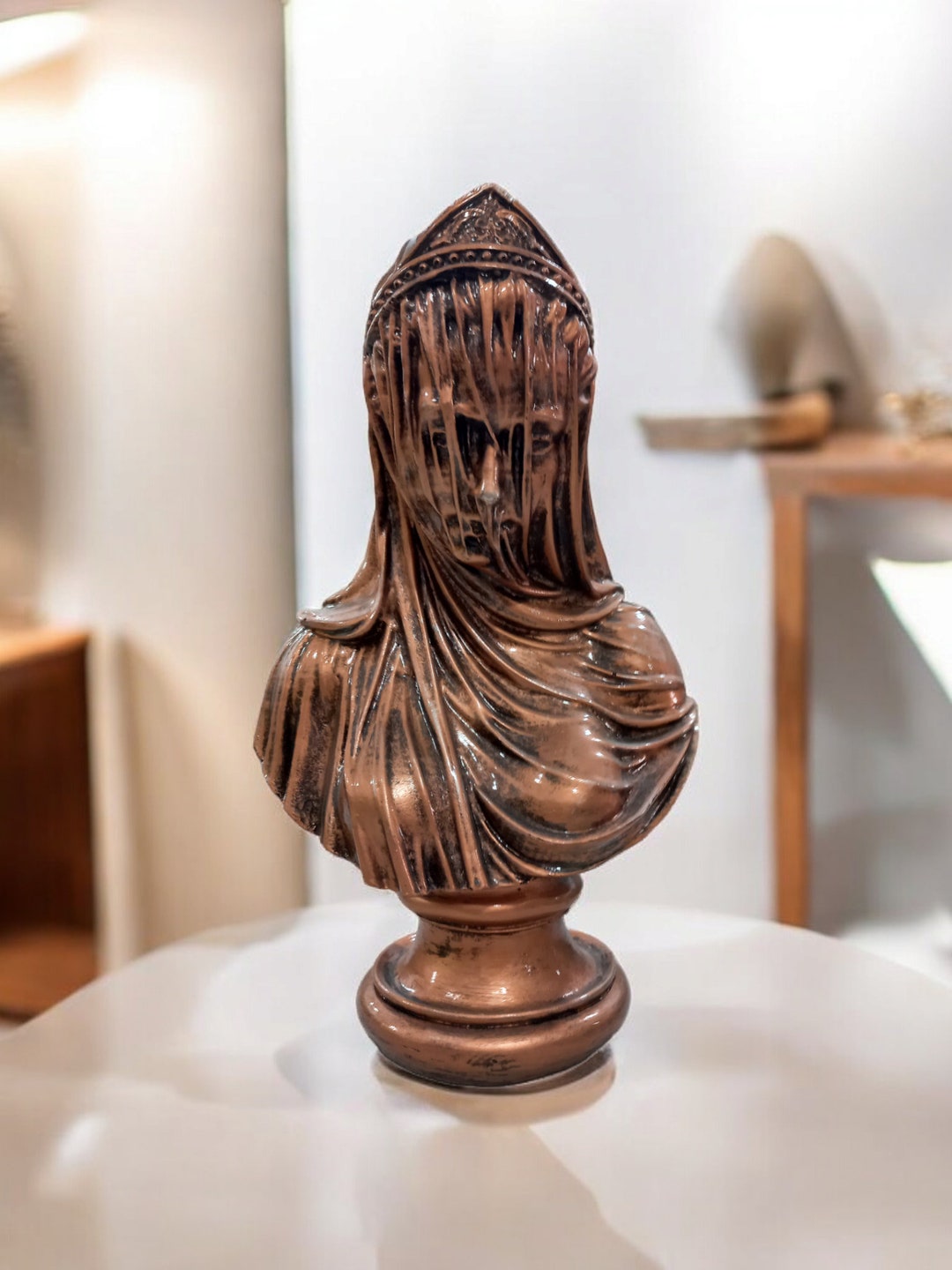 Large Veiled Lady Bust Sculpture, Veiled Virgin Mary Statue, 14 Inches ...