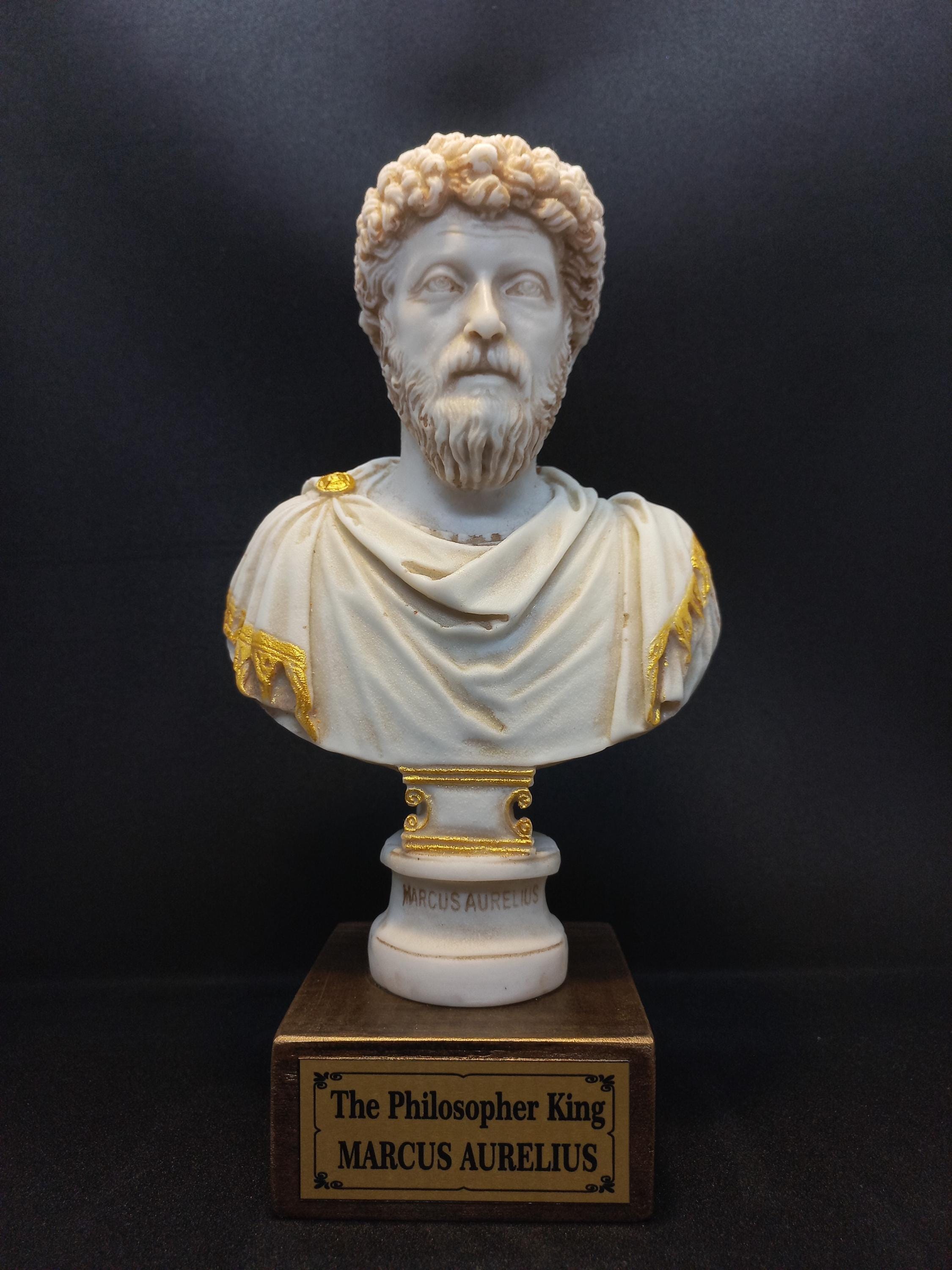 Handmade Marble Cast Marcus Aurelius Bust: Philosopher King Sculpture ...