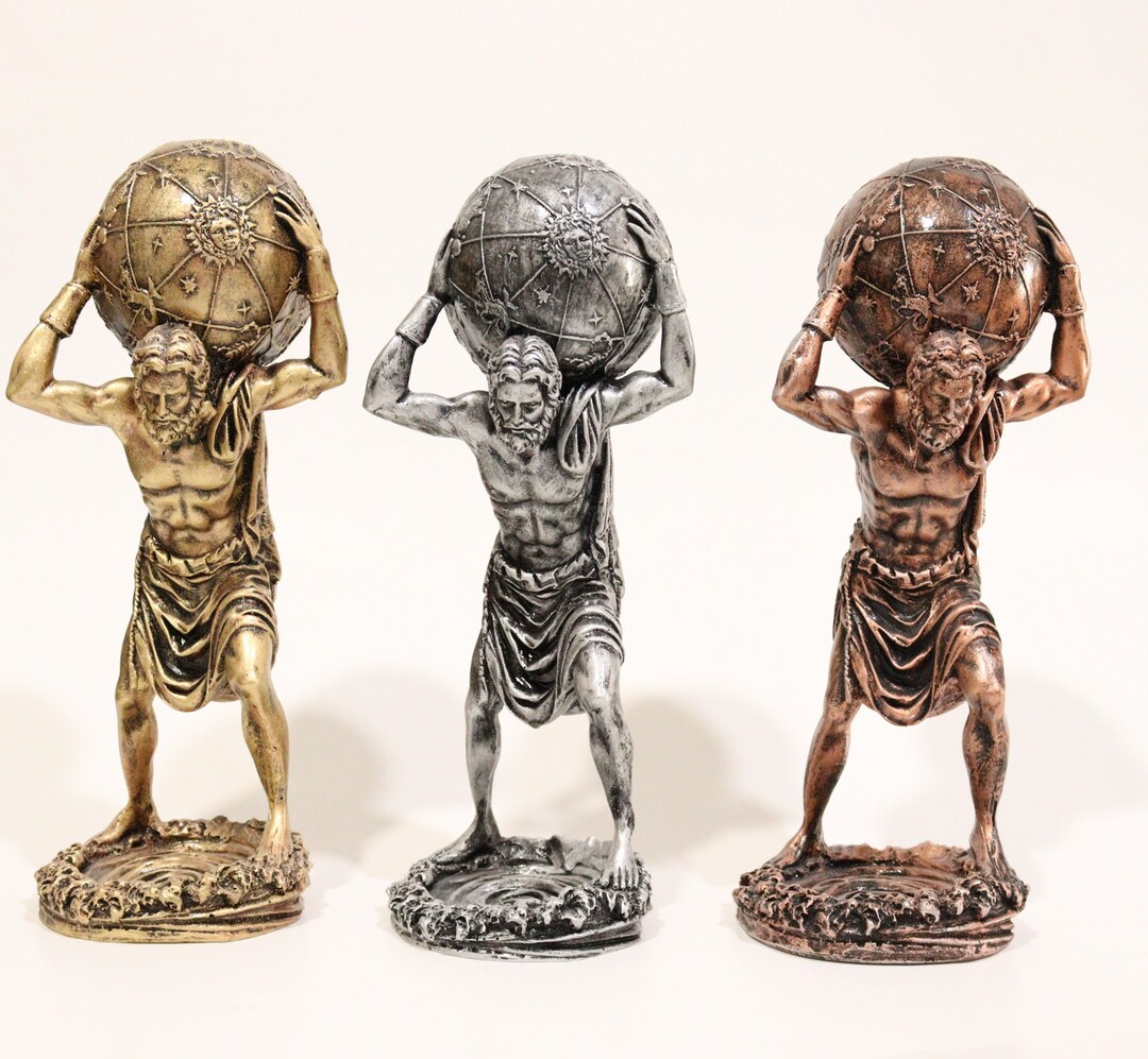 Handmade Atlas Statue, Atlas Titan Sculpture, 3 Color Variation, Antic ...