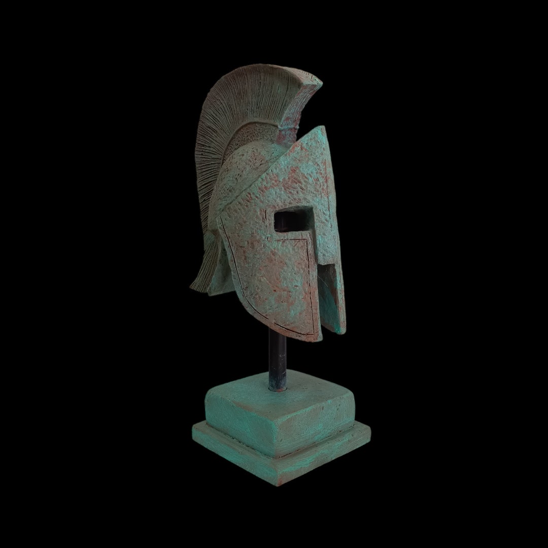 Rust Effect Ancient Greek Helmet Bust Statue Antic Spartan - Etsy