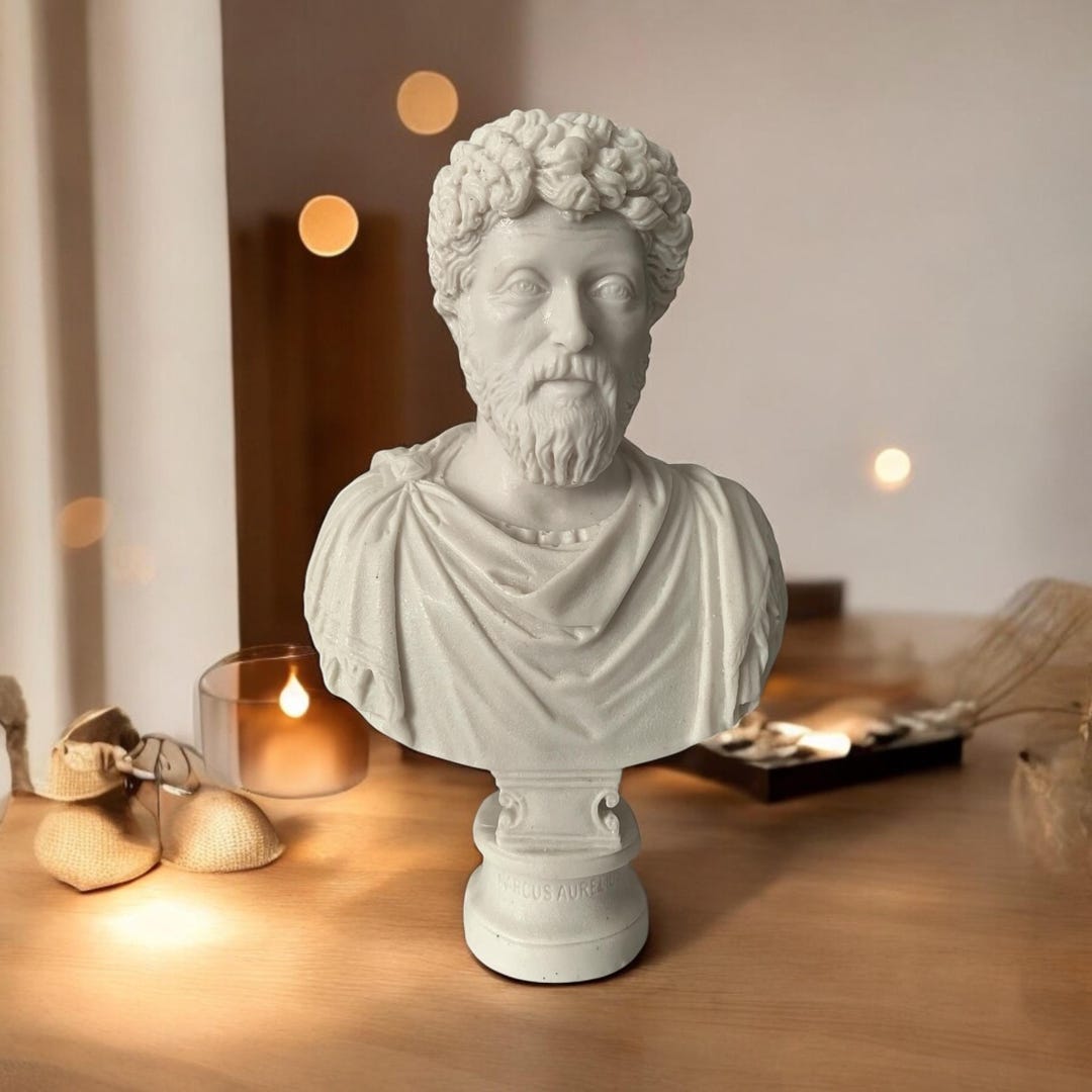Marble Marcus Aurelius Bust, the Philosopher King, Handmade Marble Cast ...