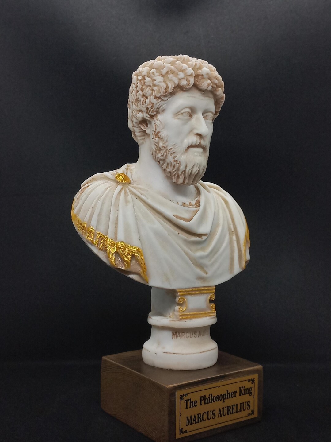 Handmade Marble Cast Marcus Aurelius Bust: Philosopher King Sculpture ...