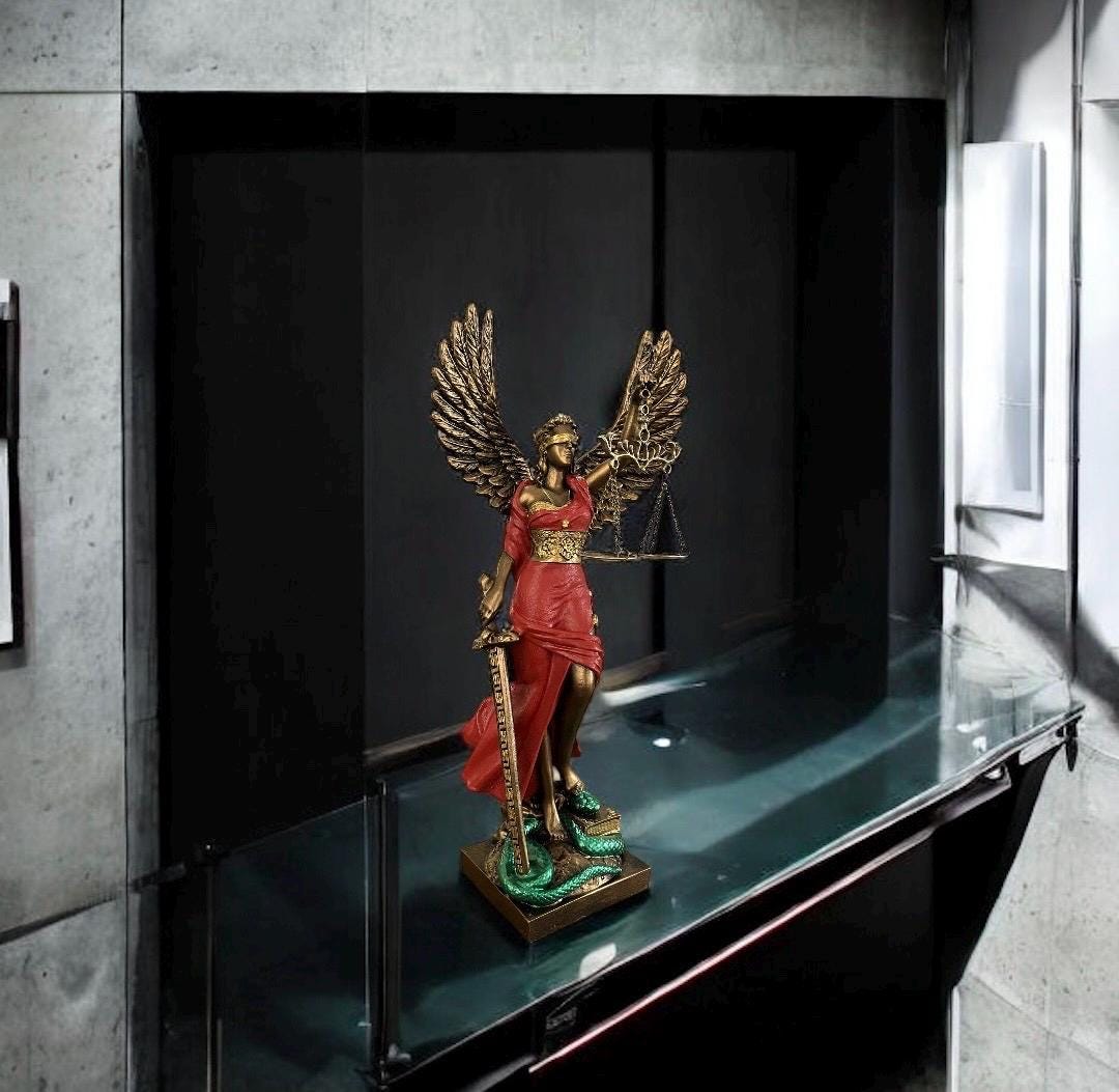 Handmade Marble Themis Statue: Winged Lady Justice Office Decor (40cm ...
