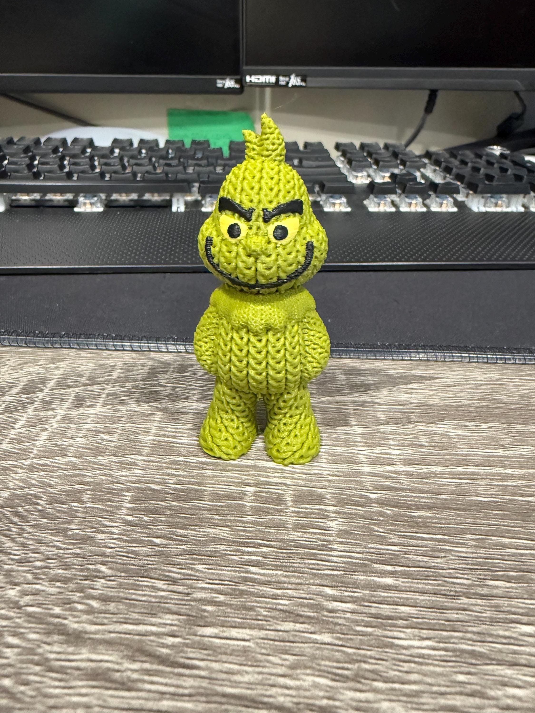 Knitted Grinch Inspired 3D Printed Figurine, “mean One” Holiday ...