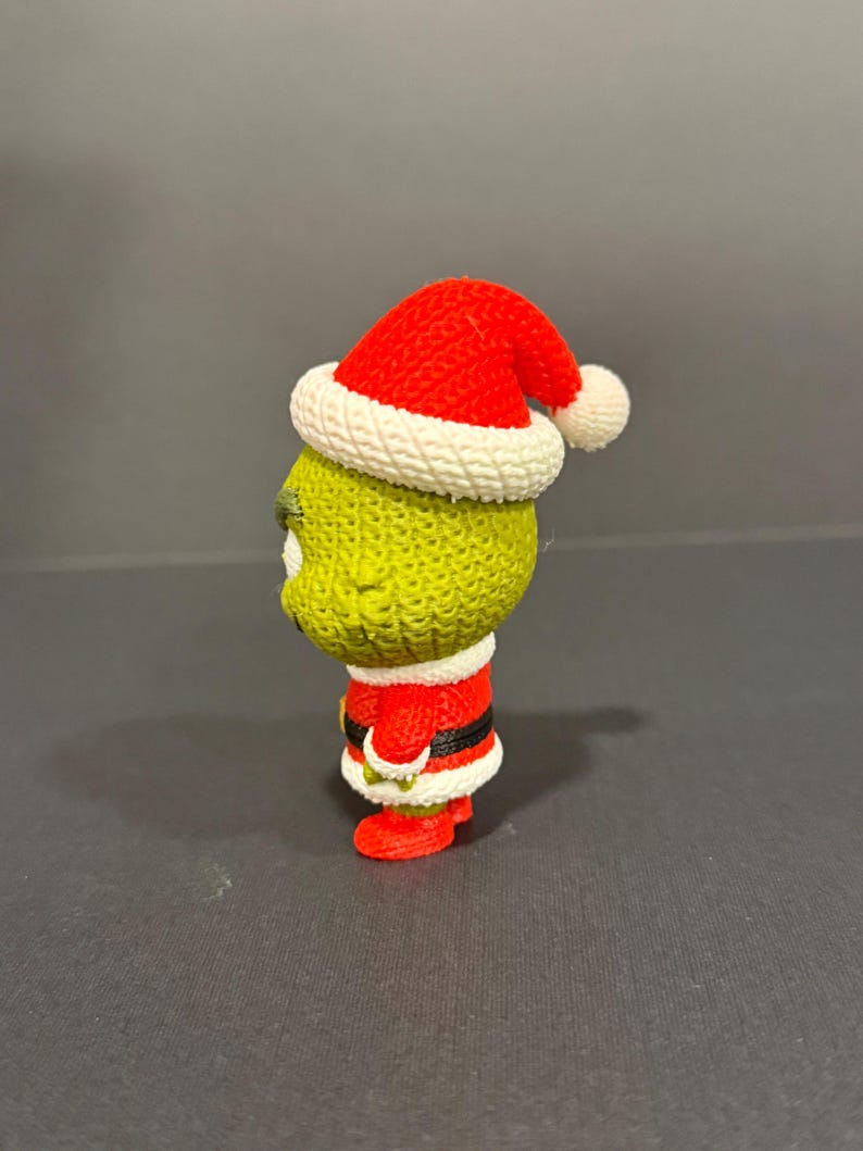 Grinch Inspired Knitted 3D Printed Santa Figure, Green Christmas ...