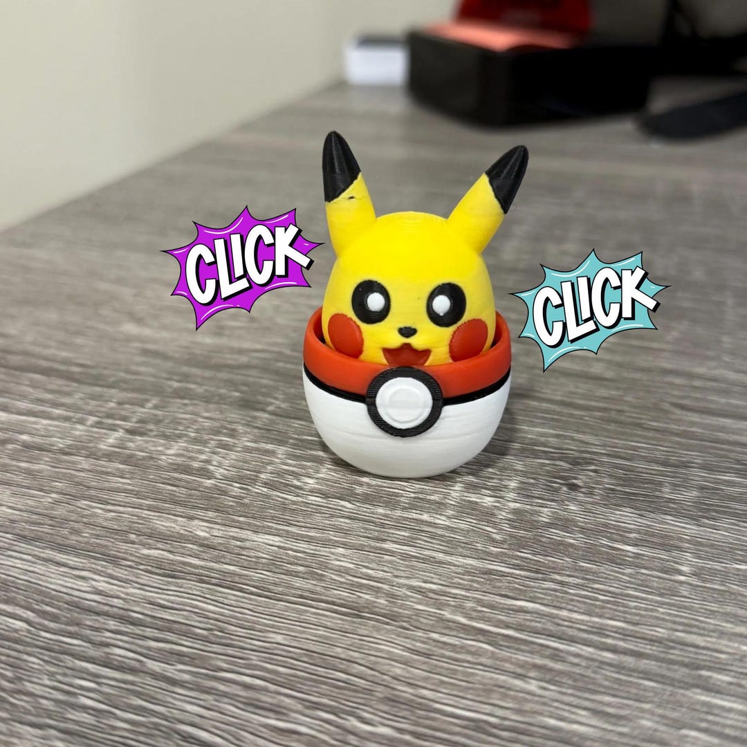 Pikachu Clicker Fidget Toy 3D Printed Pokémon Inspired Stress Relief ...