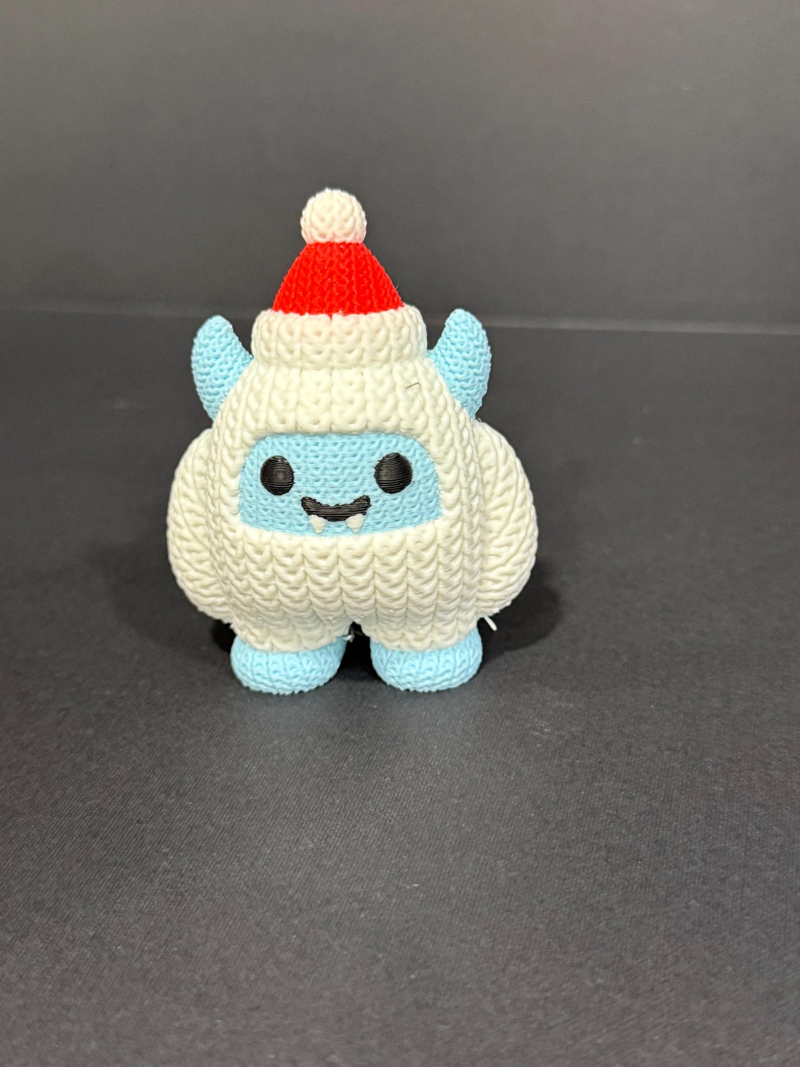 Yeti With Santa Hat 3D Printed Knitted Figurine, Cute Winter Monster ...