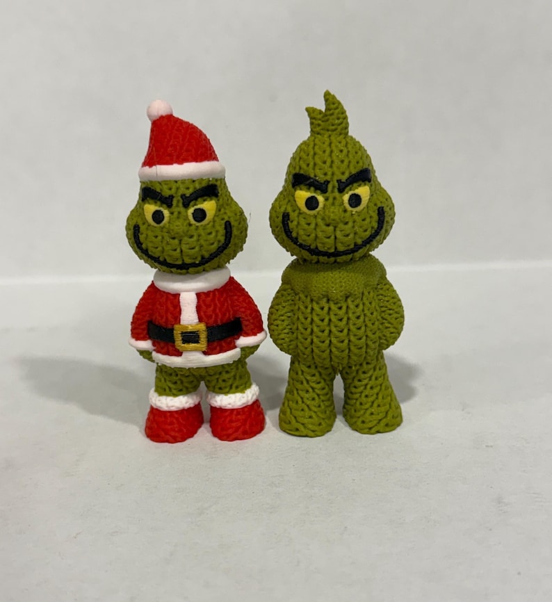 Knitted Grinch Inspired 3D Printed Figurine, “mean One” Holiday ...