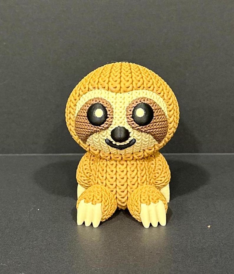 Sloth Figurine 3d-printed “knitted” Texture | Adorable Decor for Sloth ...