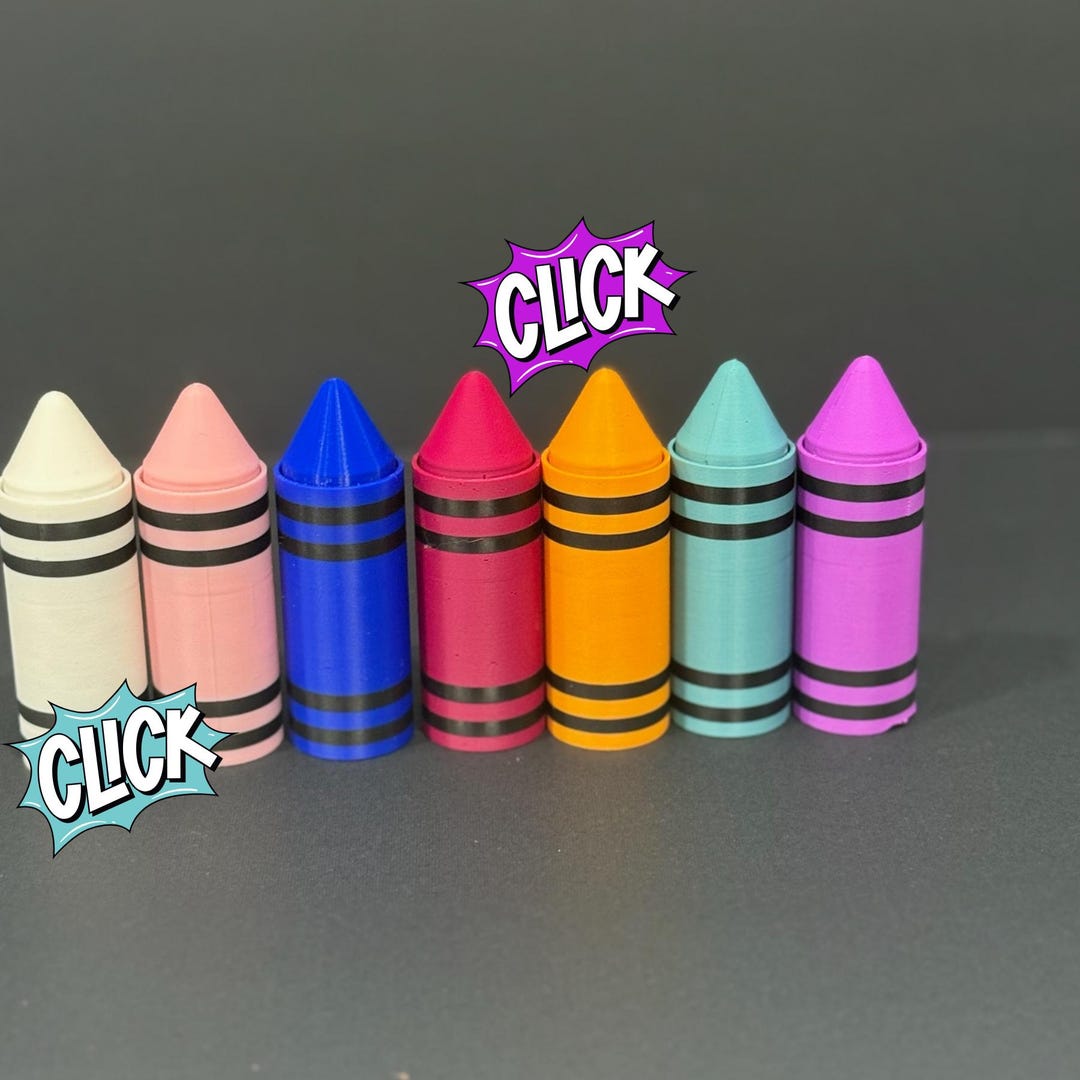 Crayon Fidget Clicker, 3D Printed, Multiple Colors, Silent and Clicky ...