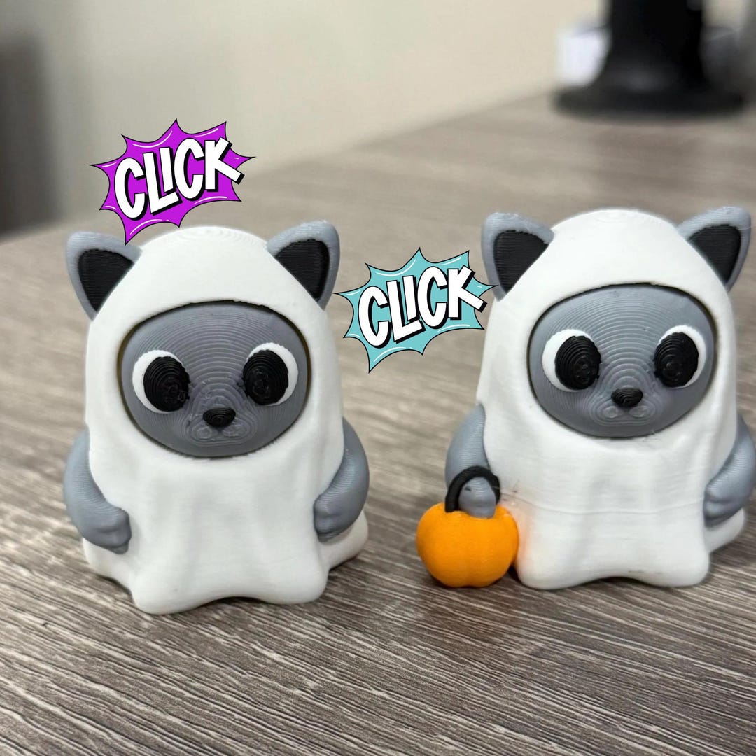 Ghost Cat Clicker Fidget Toy, 3D Printed Halloween Fidget With Pumpkin ...
