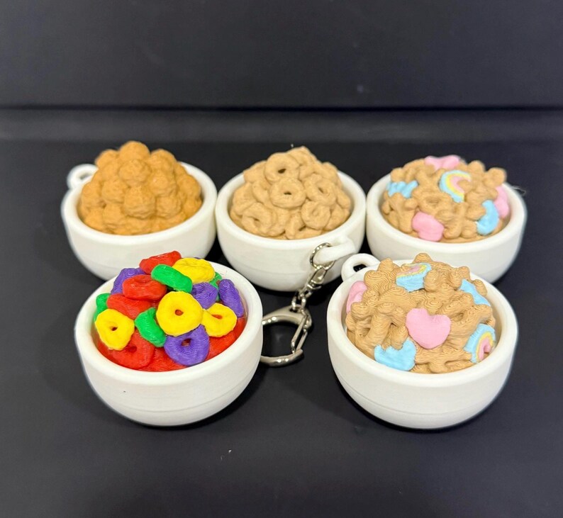Cereal Clicker Toy Keychain 3D Printed, Cheerios, Fruit Loops, Reese’s ...