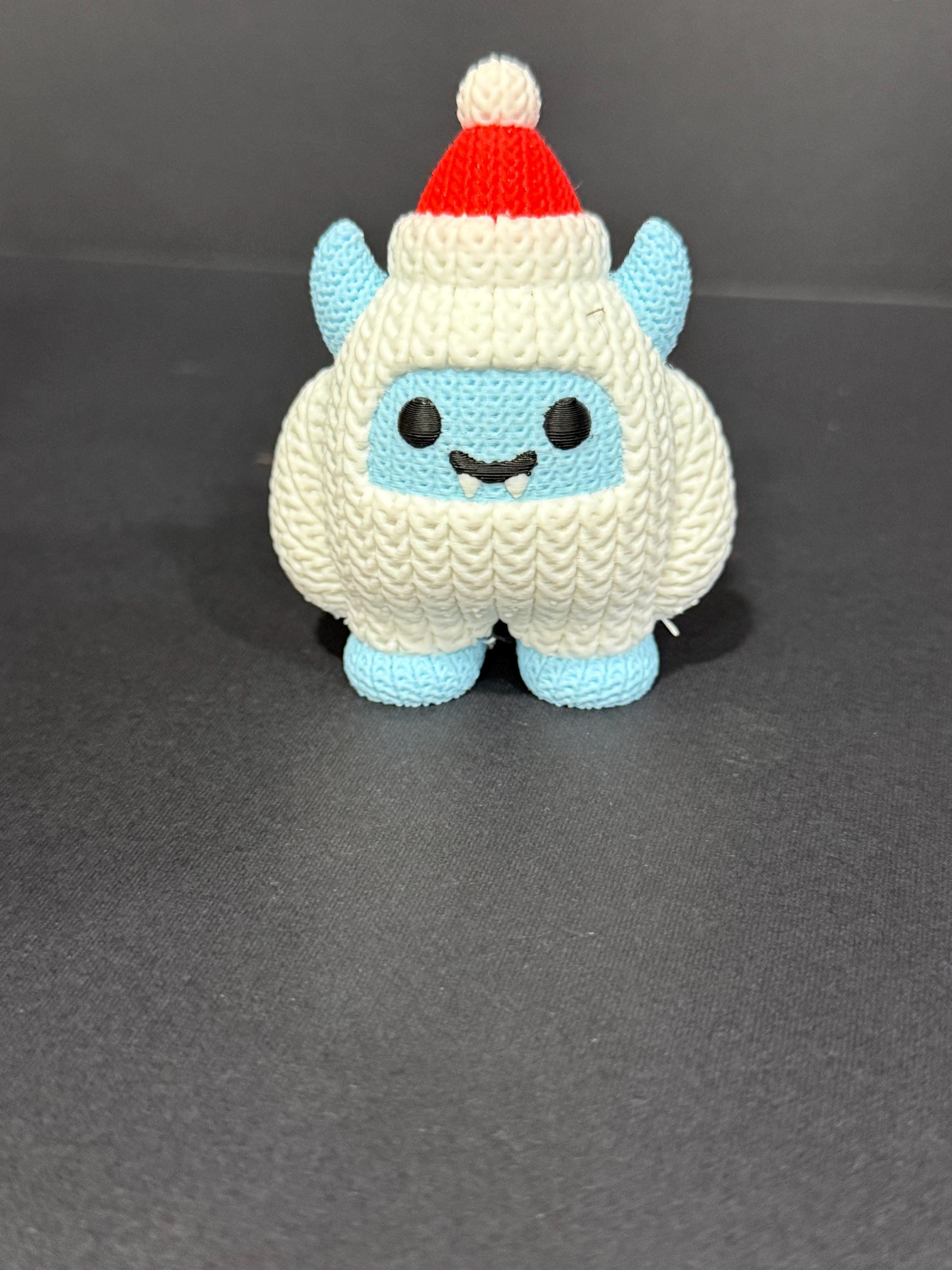 Yeti With Santa Hat 3D Printed Knitted Figurine, Cute Winter Monster ...