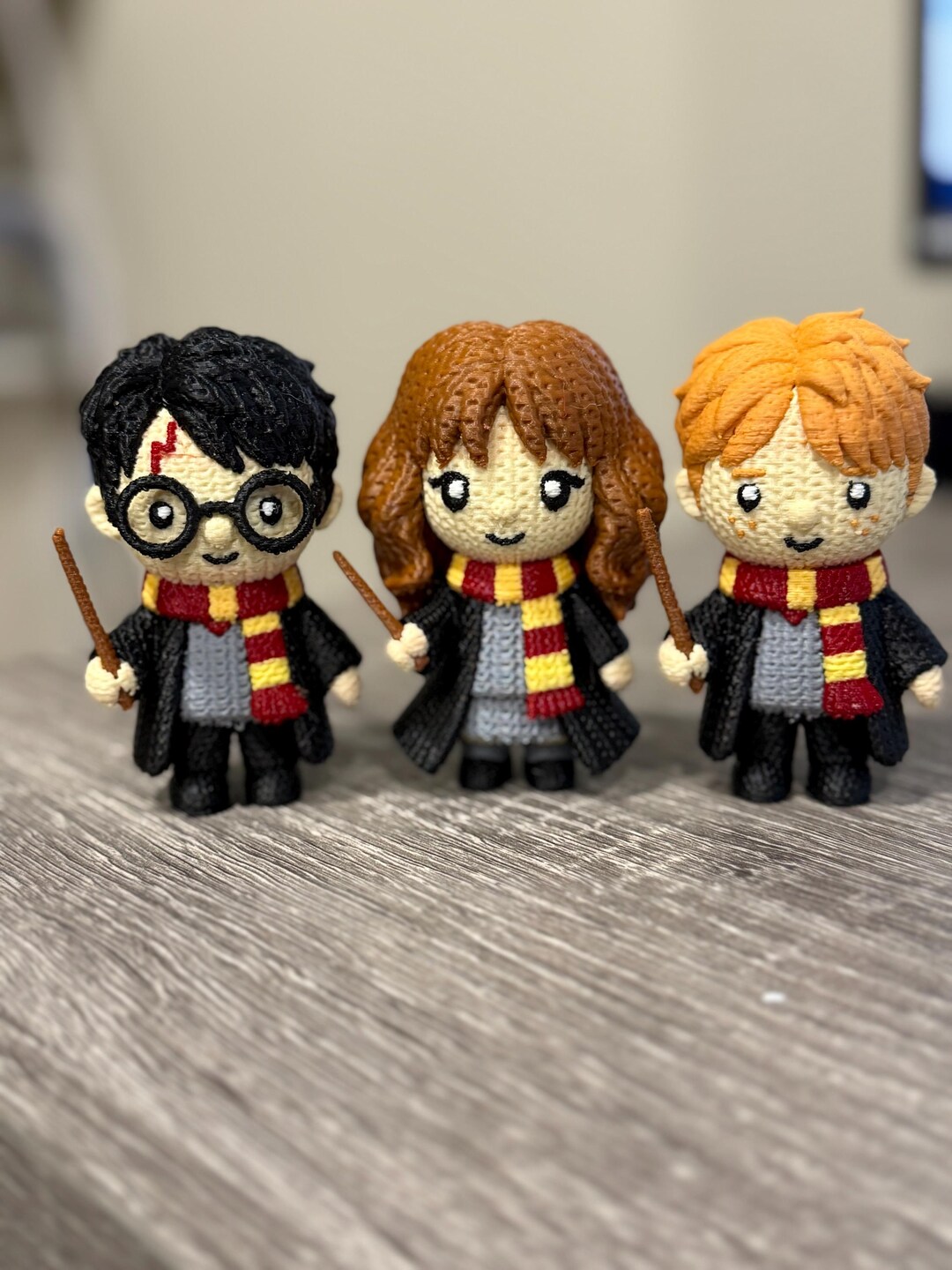 3D Printed Knitted Harry Potter Inspired Figures, Harry, Hermione, Ron ...