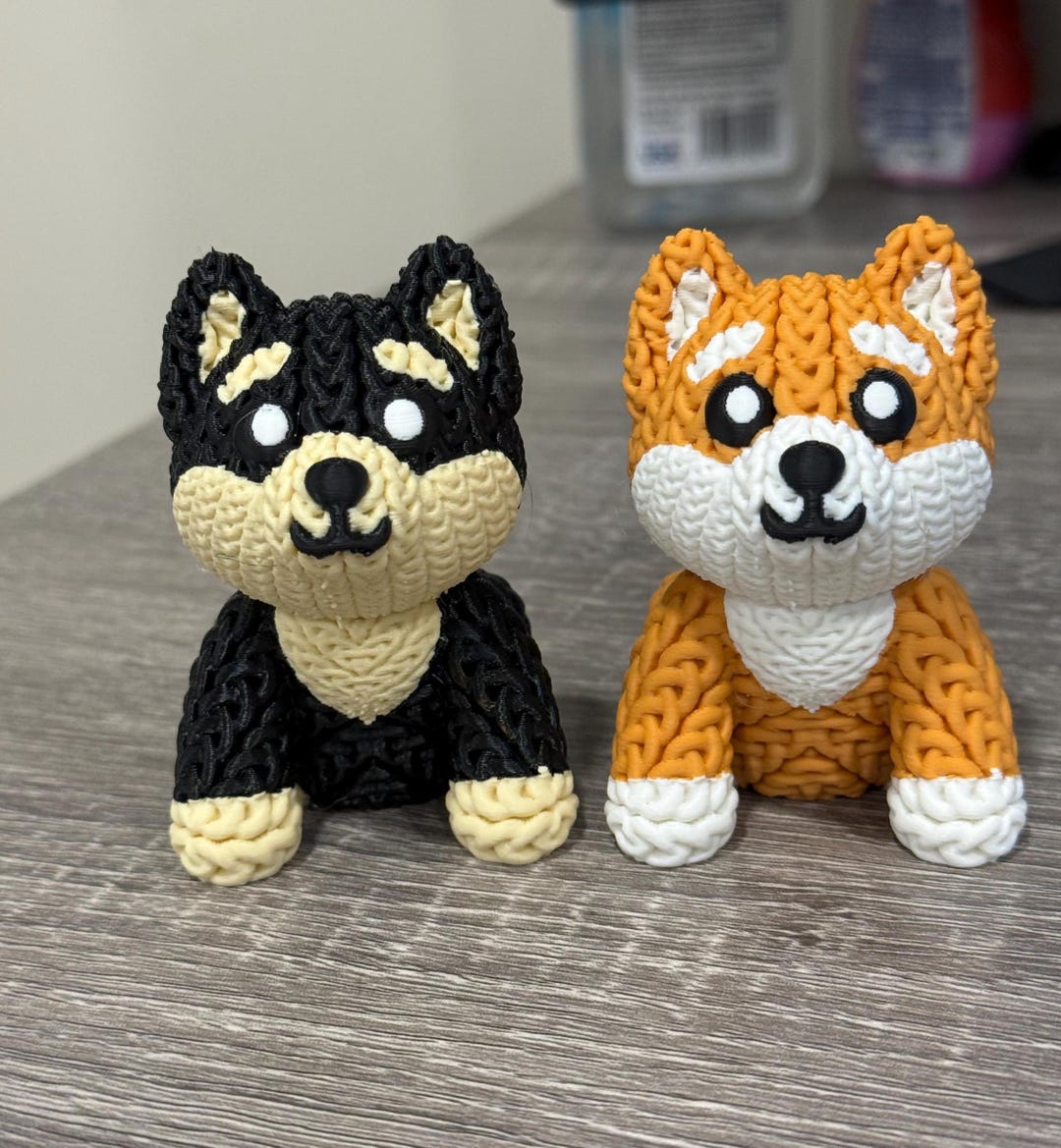 Adorable Shiba Inu Dog 3D Printed Knitted Texture– Cute Shiba Figure ...
