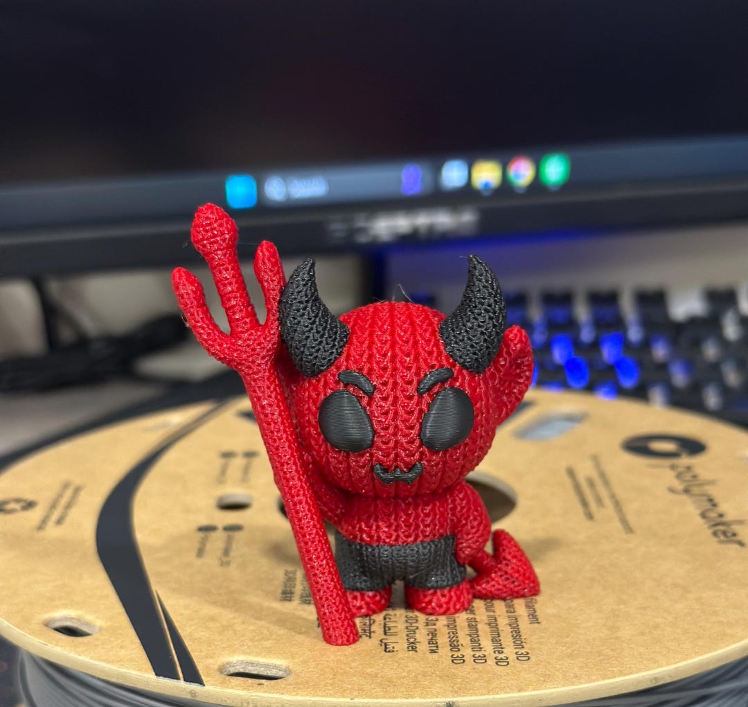 Charmingly Naughty Devil! 3D Printed Knitted Texture Devil Figurine ...