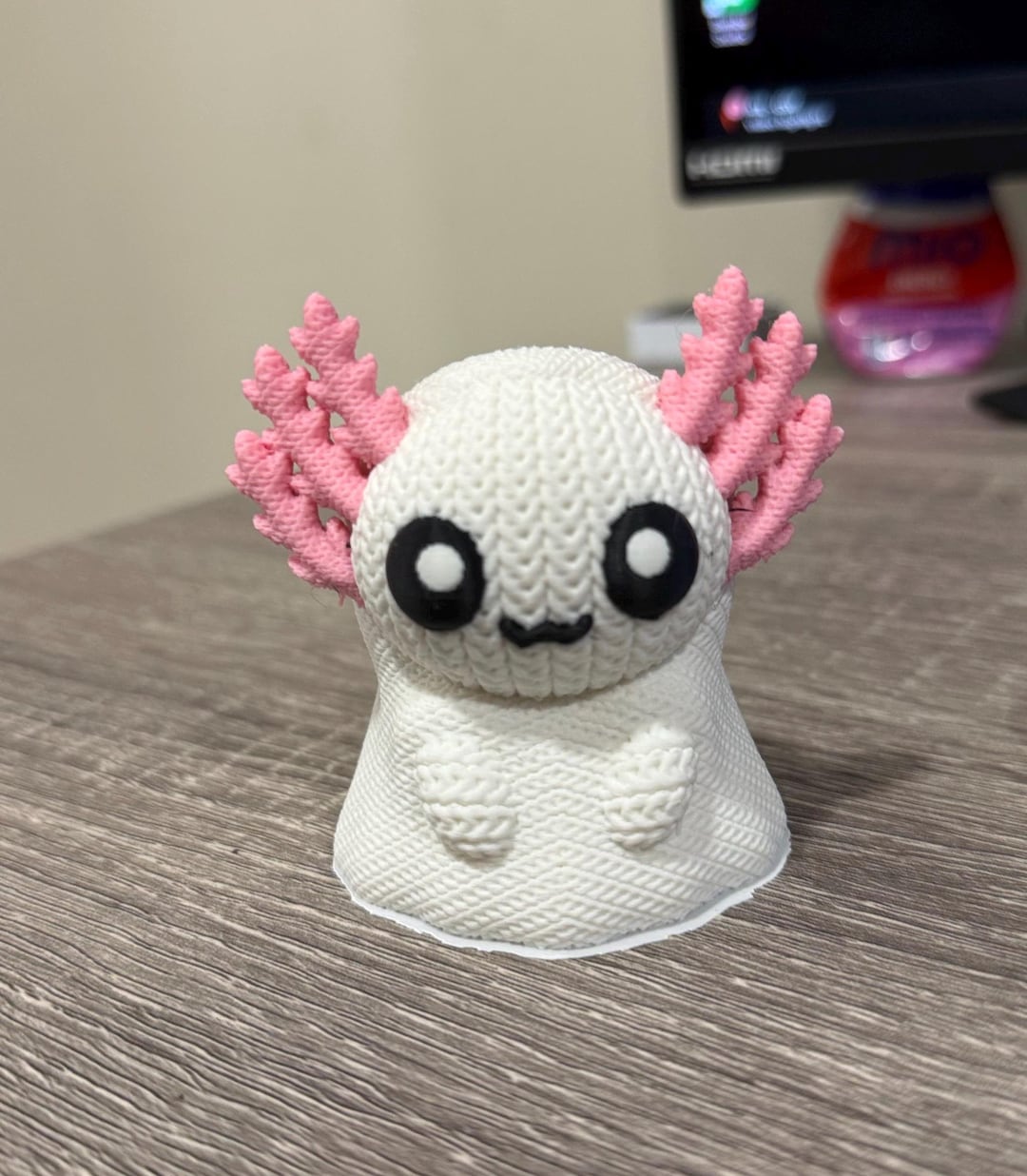 Ghost Axolotl 3D Printed Knitted Texture, Cute Spooky Figurine, Unique ...