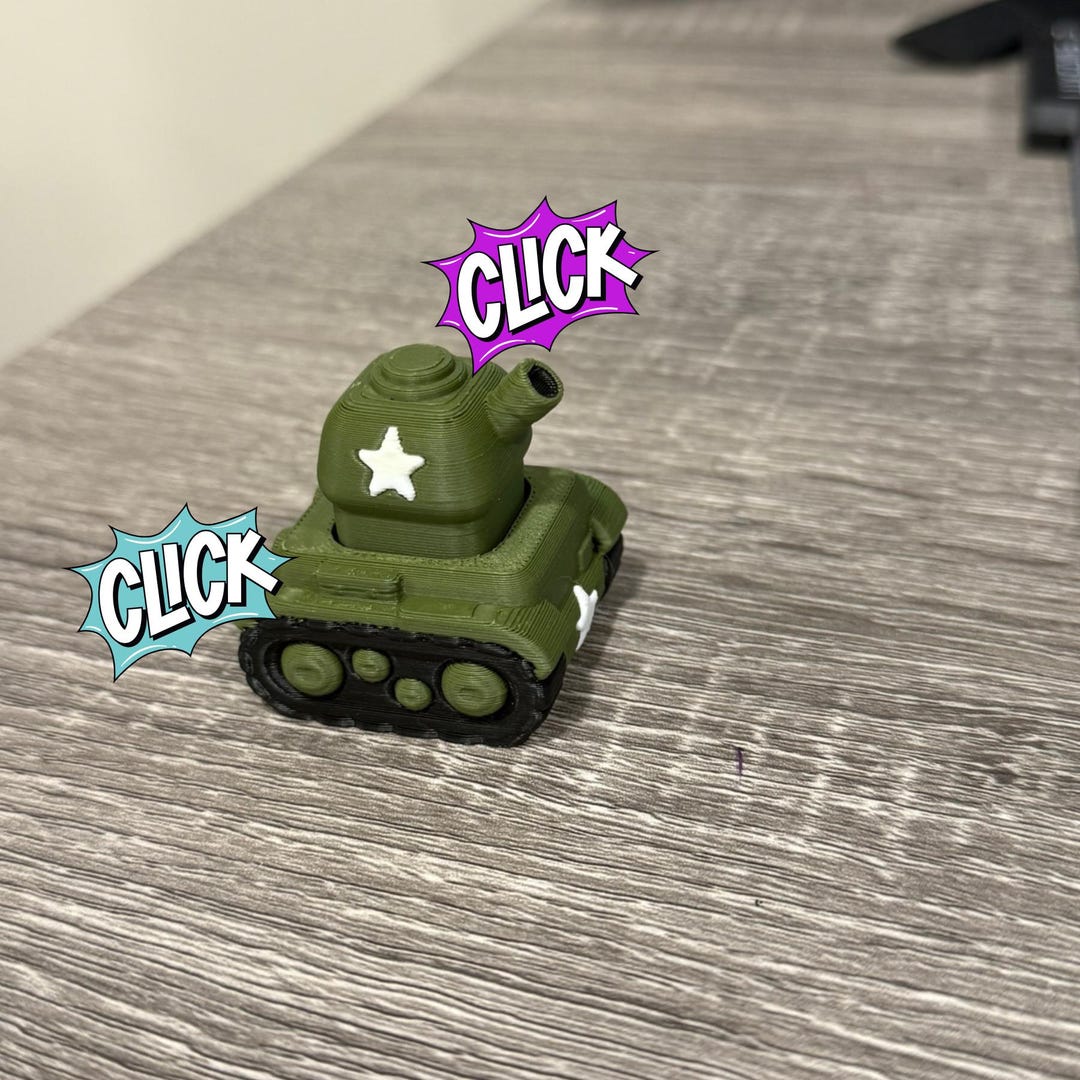 Mini Tank Fidget Clicker – 3D Printed Military Style Desk Toy – Silent ...