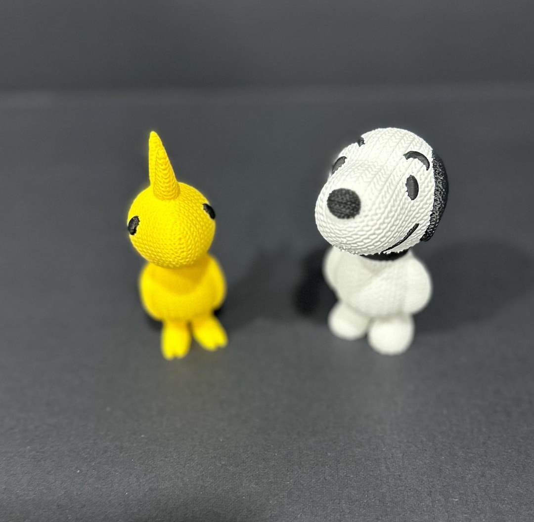 Snoopy and Woodstock 3D Printed Knitted Duo: Peanuts Fan Art Decor - Etsy