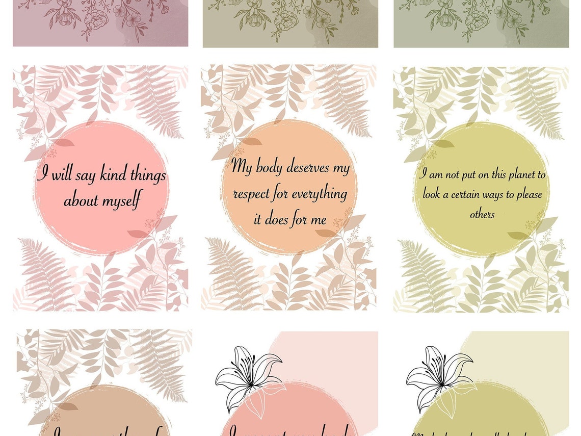 Printable Body Positive Affirmation Card Deck Affirmations - Etsy