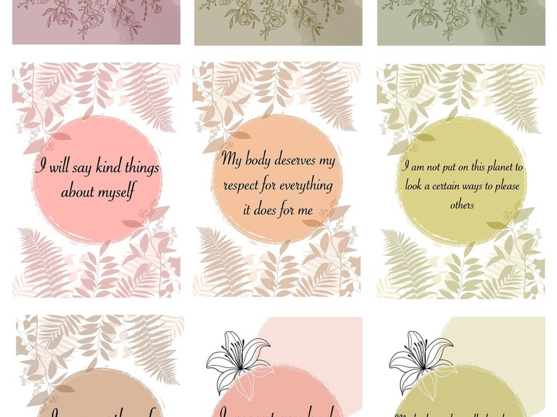 Printable Body Positive Affirmation Card Deck, Affirmations for Self ...