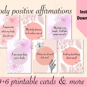 Printable Body Positive Affirmation Card Deck, Affirmations for Self ...