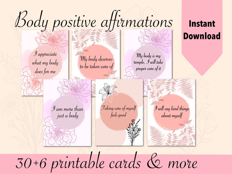 Printable Body Positive Affirmation Card Deck, Affirmations for Self ...