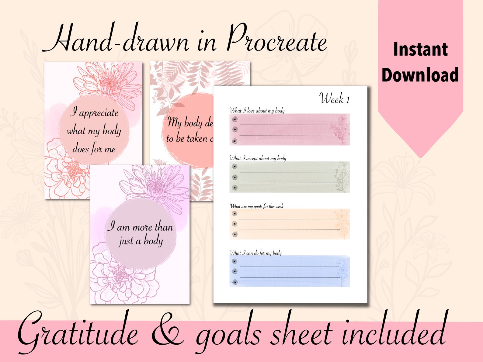 Printable Body Positive Affirmation Card Deck, Affirmations for Self ...