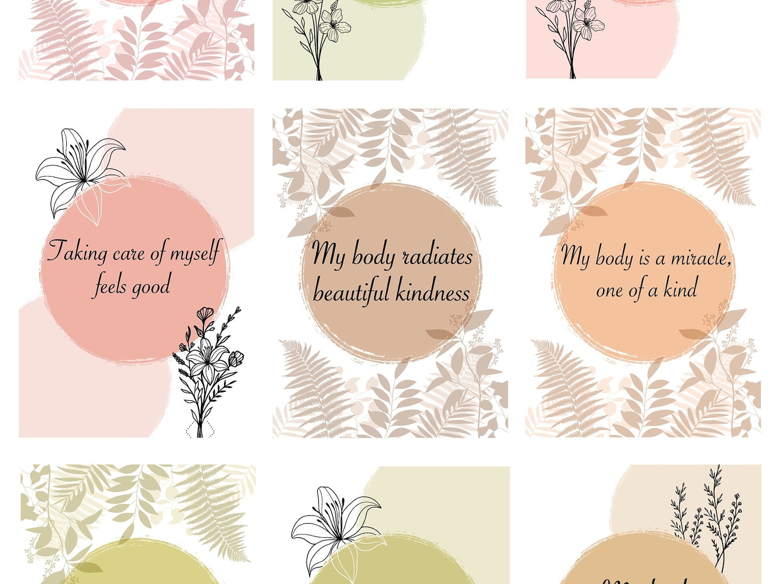 Printable Body Positive Affirmation Card Deck, Affirmations for Self ...