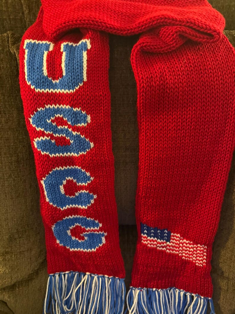 Double Knit Scarf With Army, Navy, USAF, USCG or USMC & American Flag ...