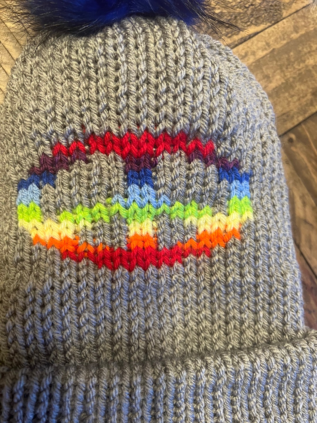 Rainbow Peace Sign Double-knit Hat With Brim Cozy Fashion With a ...